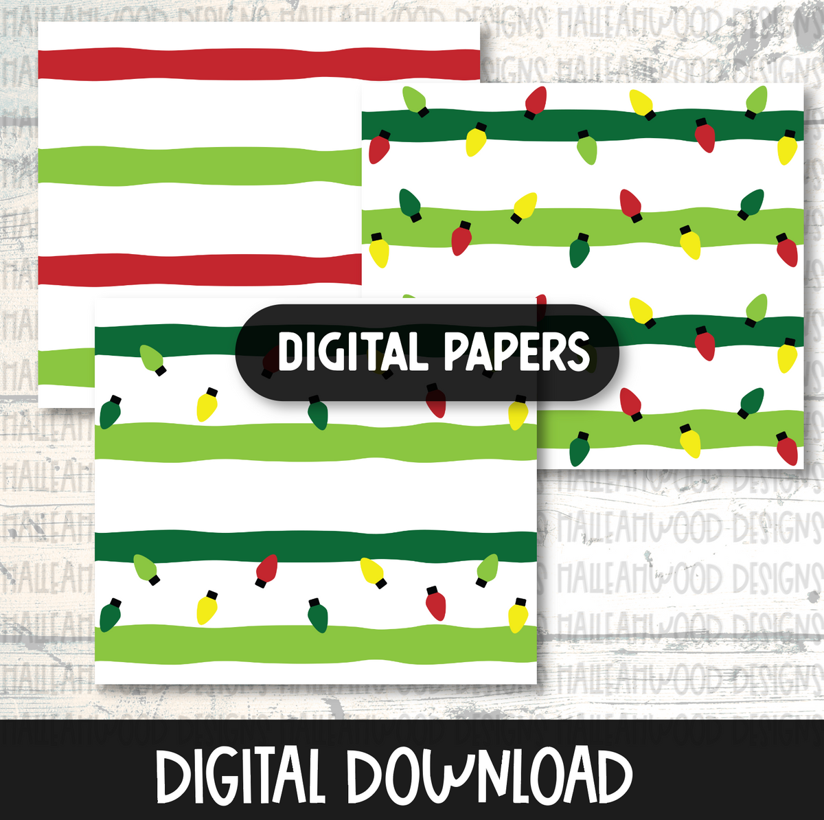Christmas Lights Digital Paper – Halleahwood