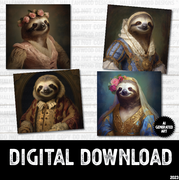 AI Generated Art Mosaic Formal Sloths – Halleahwood
