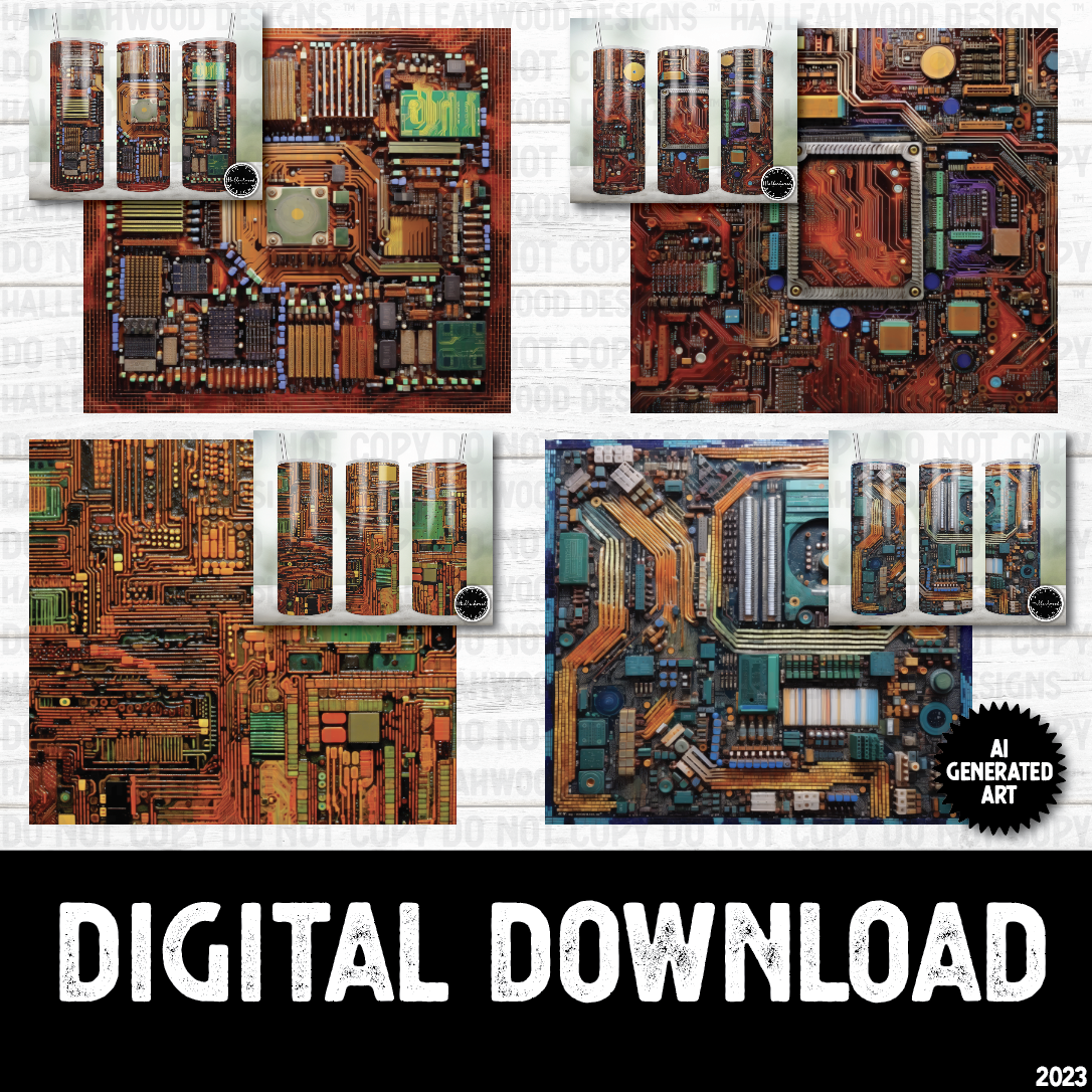 AI Generated Art of Computer Insides Tumbler Wraps – Halleahwood