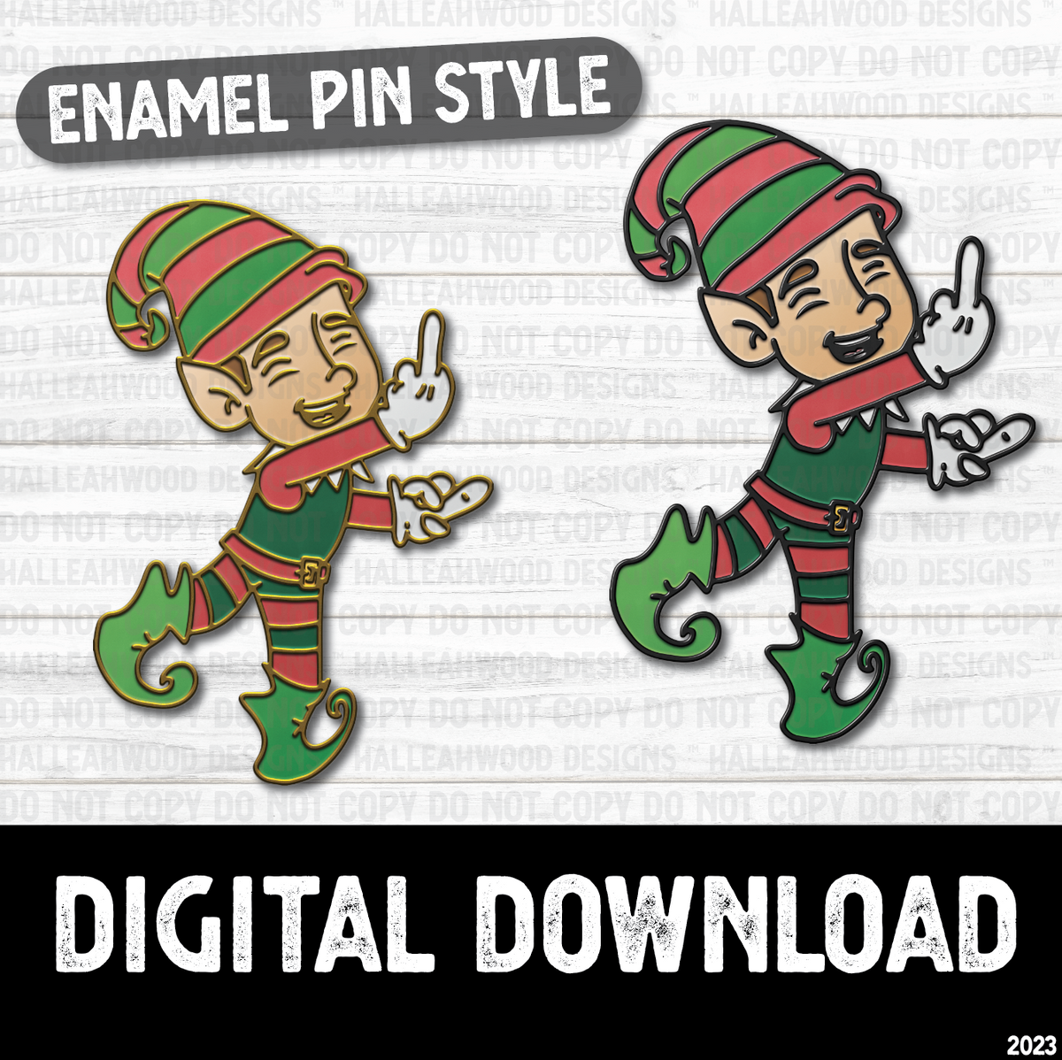 Enamel Pin style- Middle Finger Elf – Halleahwood