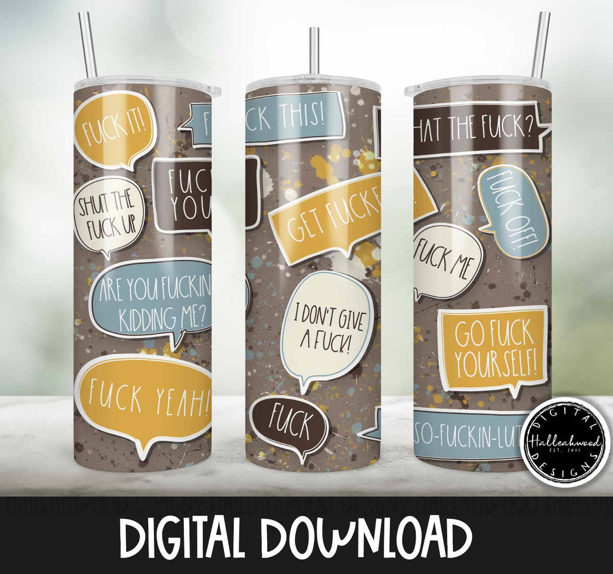 Tumbler- Cuss Word Cup- Retro Colors – Halleahwood