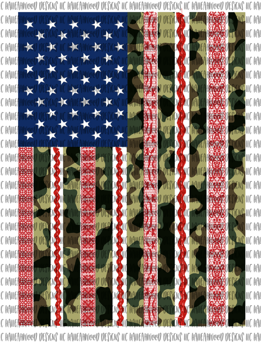 Camo and Lace Flag – Halleahwood