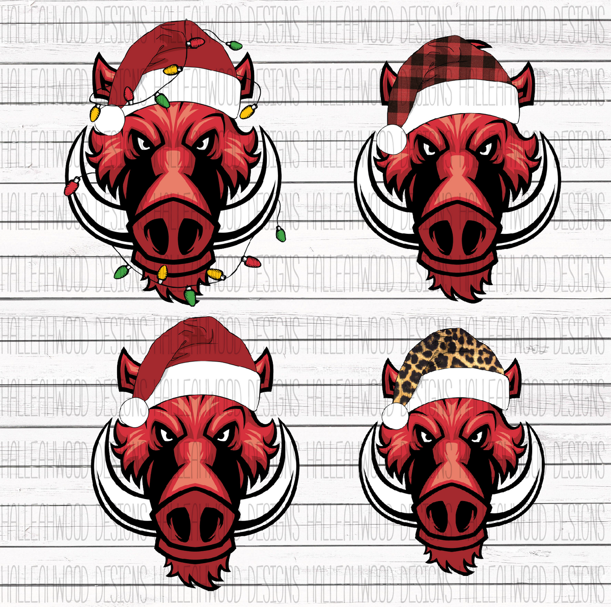Hog in Santa hat- BUNDLE – Halleahwood