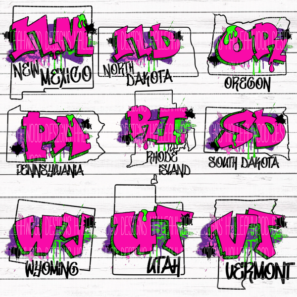 Graffiti States- ALL 50 STATES BUNDLE – Halleahwood