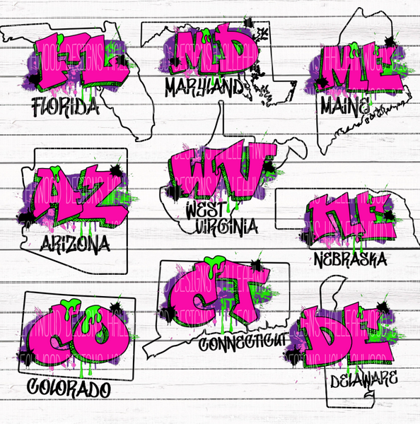 Graffiti States- ALL 50 STATES BUNDLE – Halleahwood