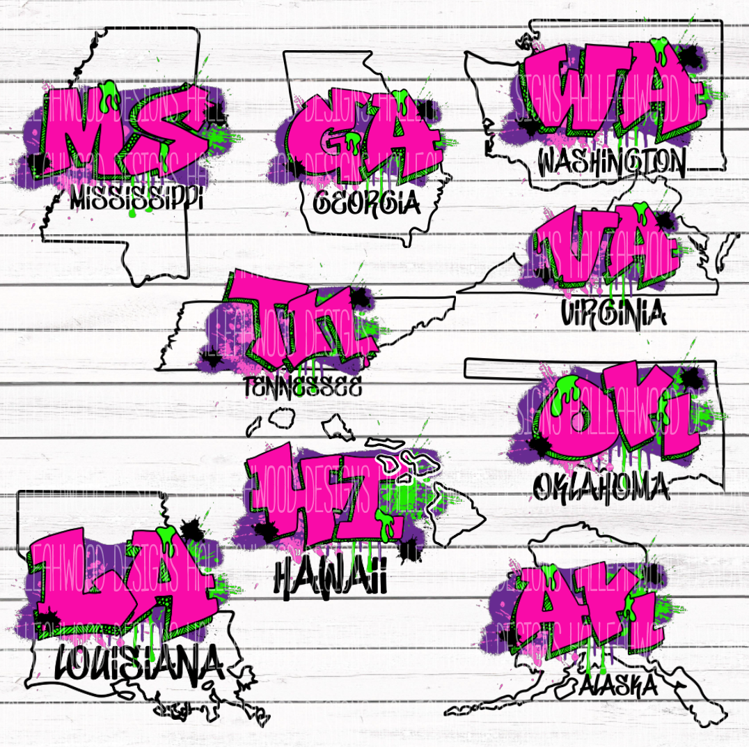 Graffiti States- ALL 50 STATES BUNDLE – Halleahwood
