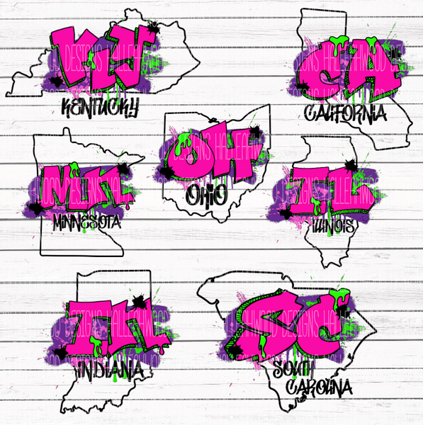 Graffiti States- ALL 50 STATES BUNDLE – Halleahwood